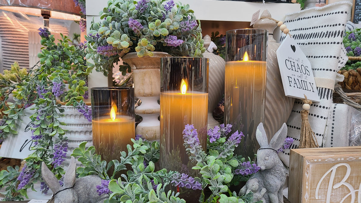 Smoke Grey LED Glass Pillar Candles – Jentrie Home Decor Store